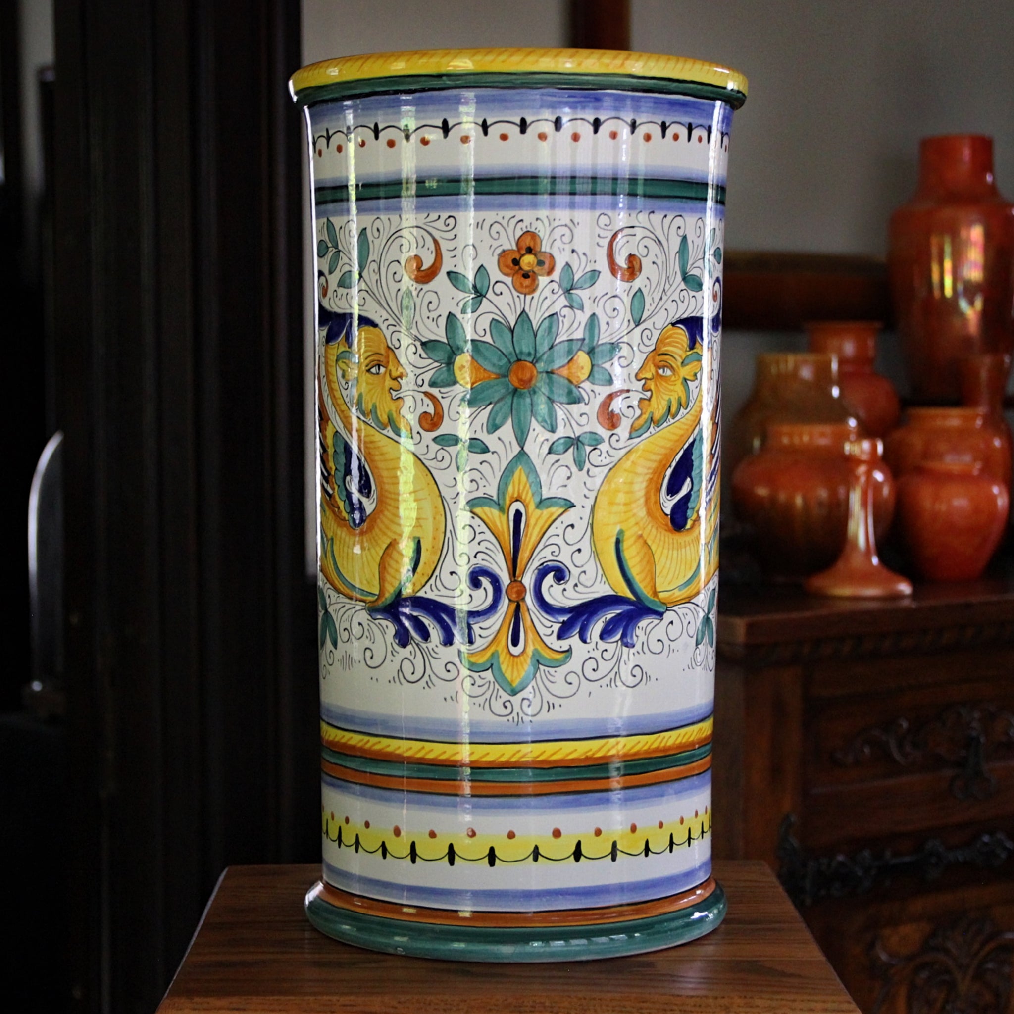 Italian Renaissance Revival Hand-Painted "Raffaellesco" Umbrella Stand ...