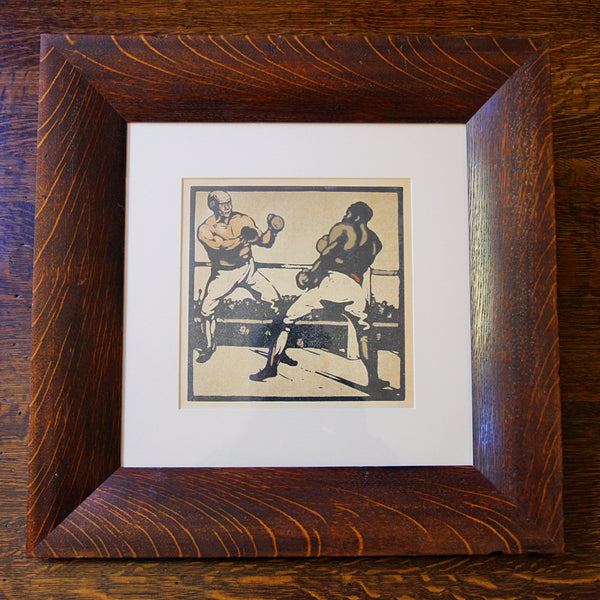 Wm.Nicholson English "Boxing" Print in Antique. Quarter-Sawn Oak Frame ...