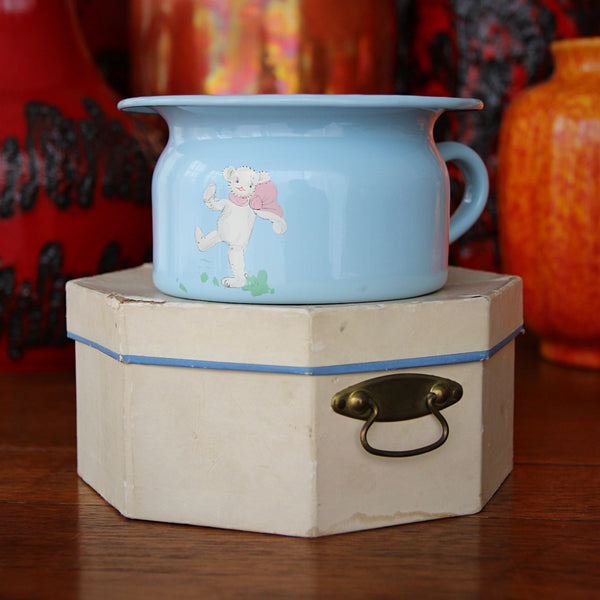 Baby Blue Chamber Pot with Painted Dancing Bear & Original Box – LEO ...