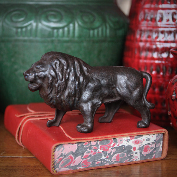 Cast Iron Lion Bank with Original Dark Patina – LEO Design, Ltd.