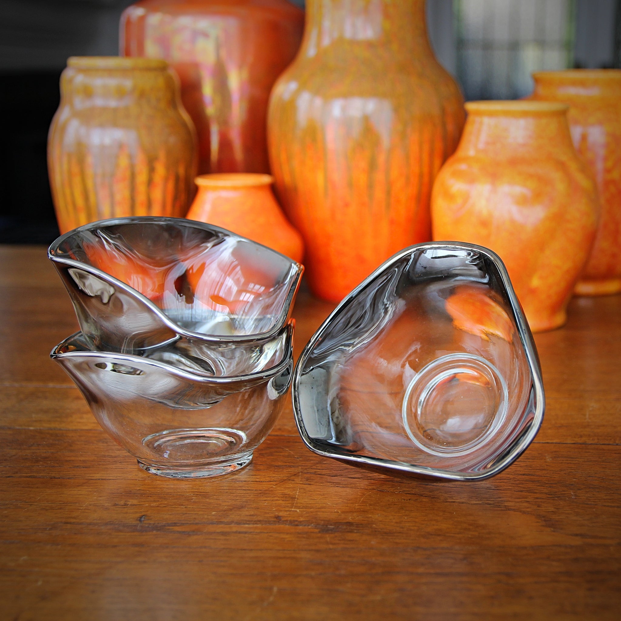 Dorothy Thorpe Modernist "Mirror Fade" Triangular Nut Dishes (Pair ...