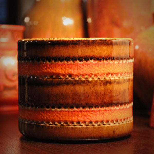 Caramel and Orange-Banded Ceramic Planter by Spara, West Germany – LEO ...
