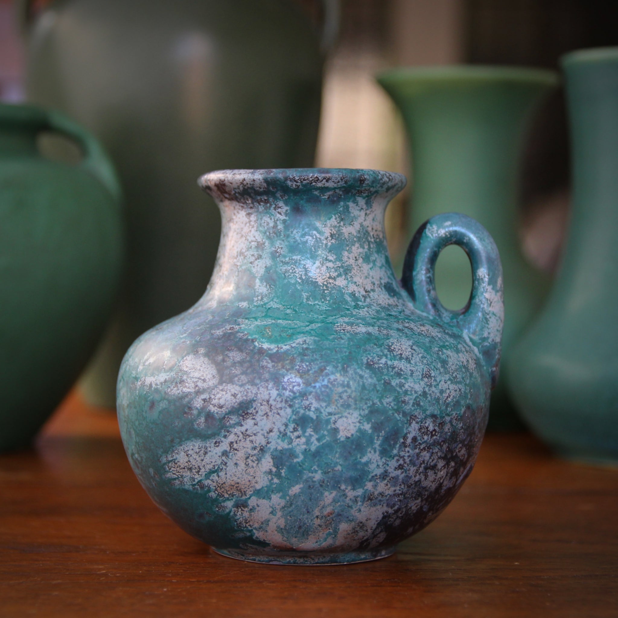 Ruscha West German Turquoise & Grey Pitcher – LEO Design, Ltd.