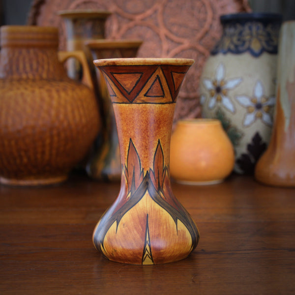 George Clews "Chameleonware" Hand-Painted "Indian Flame" Trumpet Vase ...
