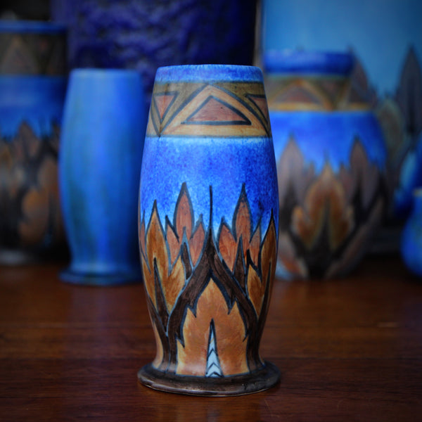 English Deco "Indian Flame" Slender Vase by George Clews Chameleonware ...