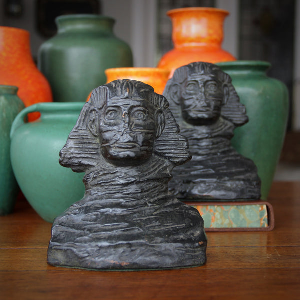 Bronze-Clad Great Sphinx of Giza Bookends with Dark Verdigris Finish ...