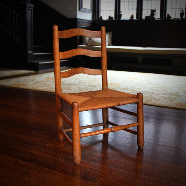 19th Century Child's Ladder-Back Chair with Arched Splats & Rush Seat ...