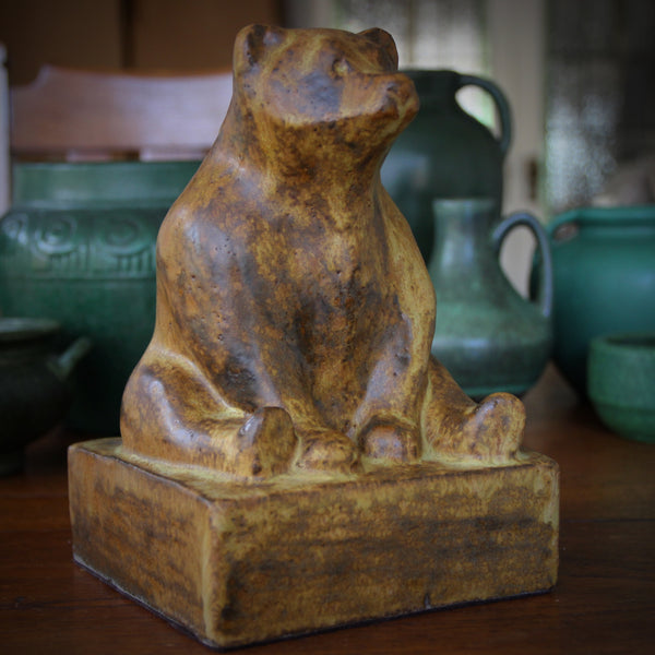 Stoneware Sitting Bear Sculpture with Brown and Caramel Glazing – LEO ...