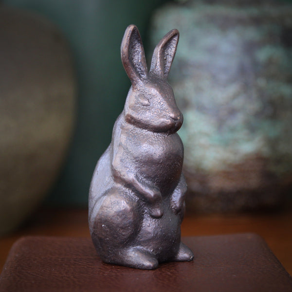 Heavy Cast Bronze Standing Rabbit Sculpture with Darkened Finish – LEO ...